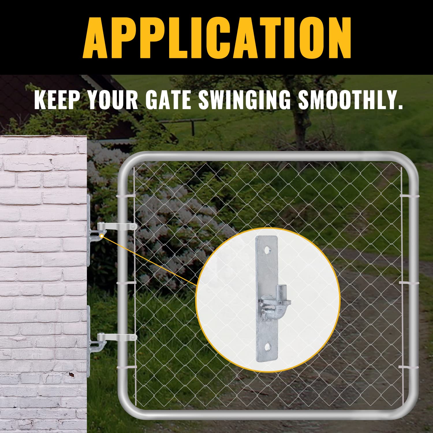 VIVIDA Wall Mount Gate Hinge 4 PCS, Heavy Duty Flat Back Farm Gate Hinge with 5/8" Pin, Chain Link Fence Parts, Galvanized Steel