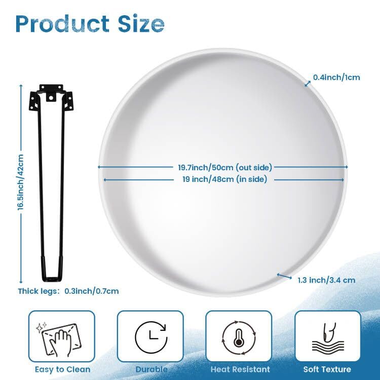Large Resin Tray Molds, MYKASEN 19 Inch Round Epoxy Resin Table Mold with 3Pcs Table Legs, Thick Silicone Tray Molds for Charcuterie Board River Table Resin Casting DIY Art Home Decor