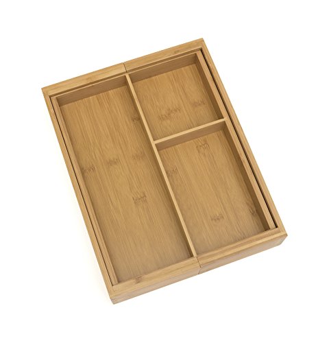 Lipper International 8893 Bamboo Wood Expandable to 17" Gadget Tray and Drawer Organizer