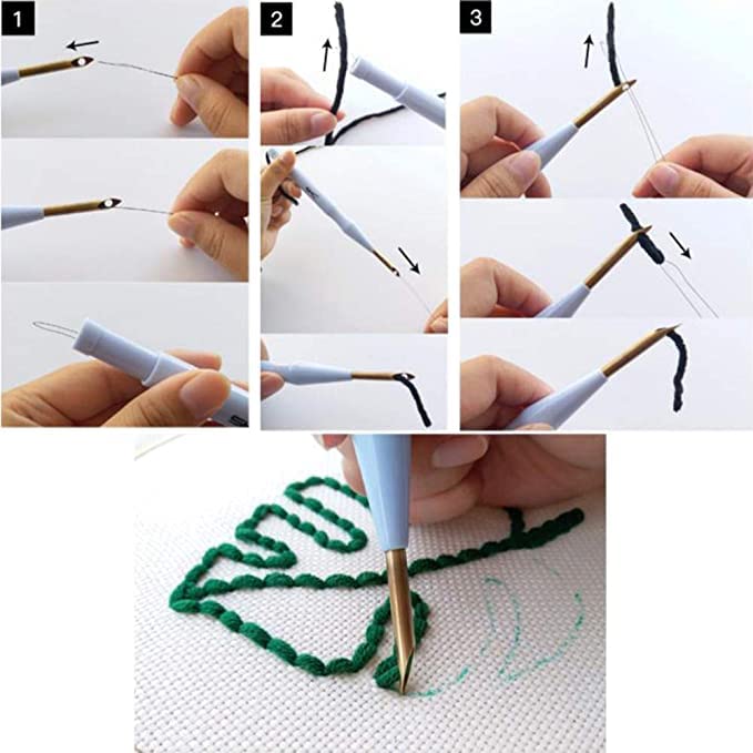 Easy Smaller Size DIY Craft Punch Needle Embroidery Kits Rug for Starter Kits with Stamped Color Pattern with Instruction,Yarn and Wood Needle Pen,15cm Hoop (White Kitten)