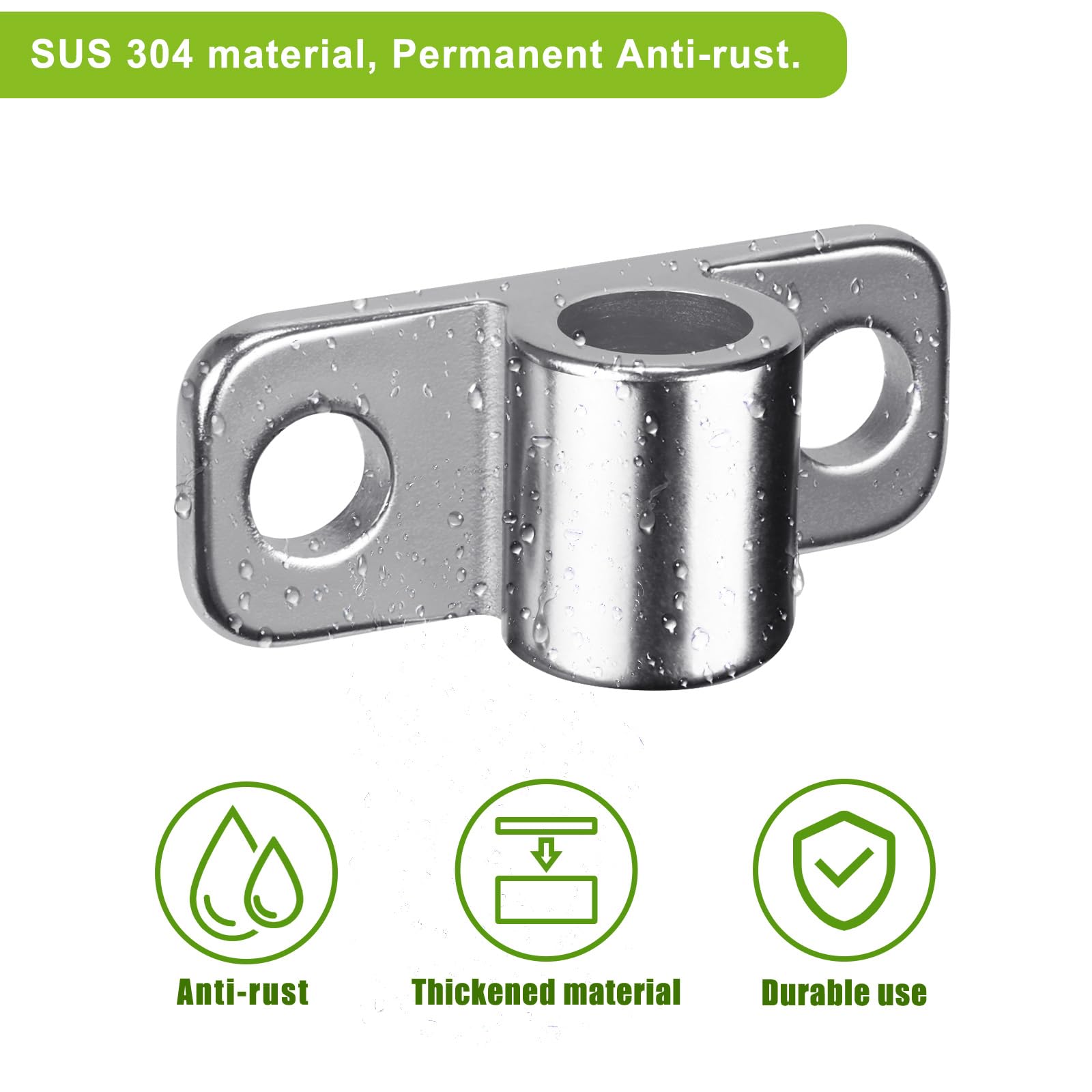 Insaga 304 Stainless Steel Wall Mount Gate Hinge, 2pcs Gate Hinges Heavy Duty, One Piece Horizontal Mount Gate Hinges for Wooden Fences