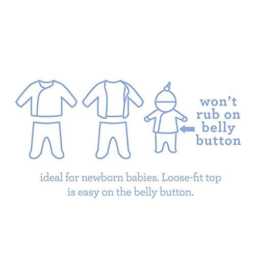 Magnetic Me Layette Baby Outfit Easy Close 3 Piece Soft Modal Set - Kimono Top, Footed Pants and Newborn Hat - New Kid On The Block 0-3 Months