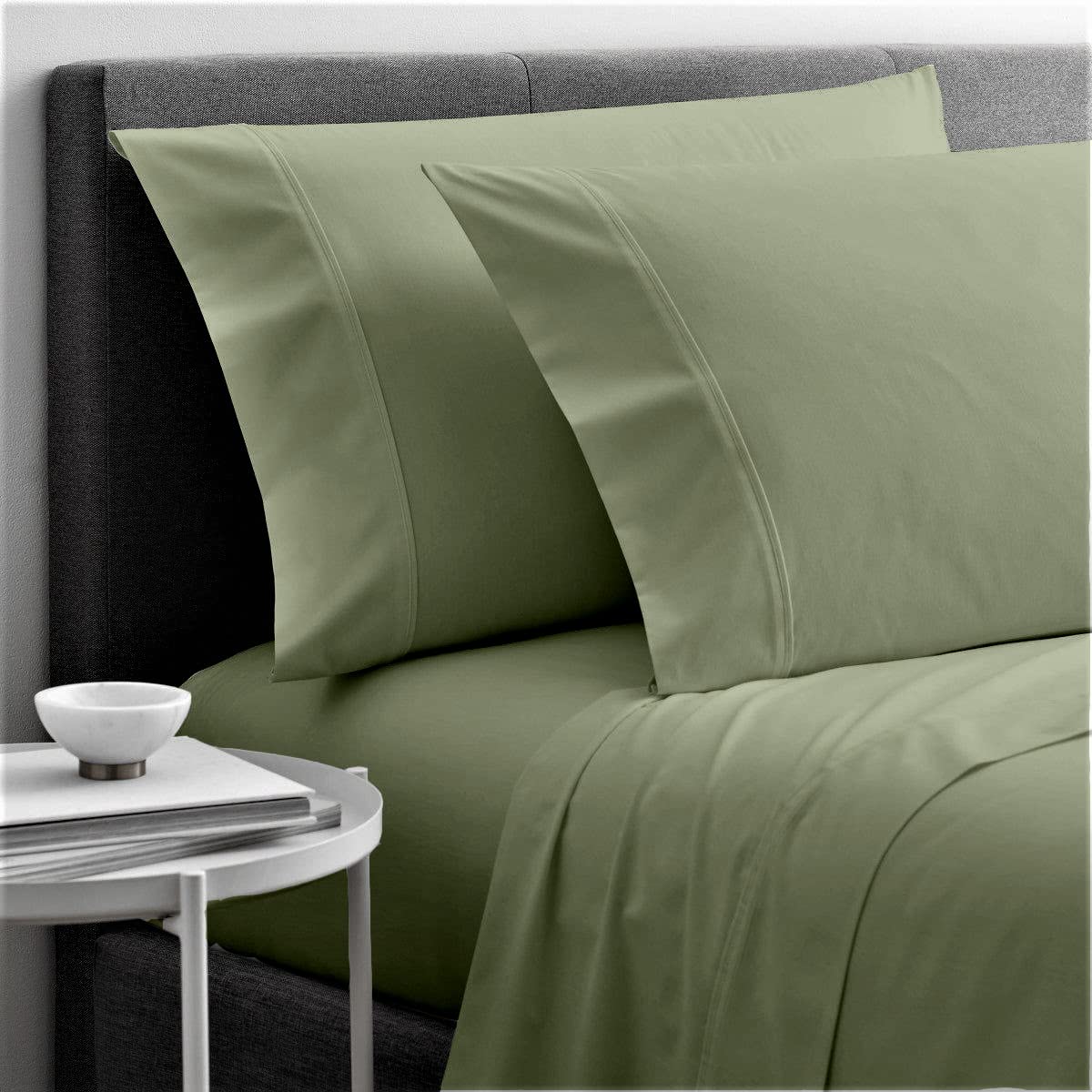 Cottingon,Premium 400 TC 100% Egyptian Cotton Sheet Set 16" Deep,Split King - Sage
