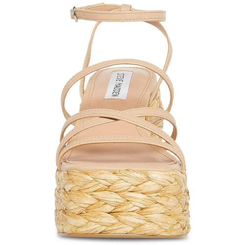 Steve Madden Belise Wedge Sandal Natural Leather 7.5 M