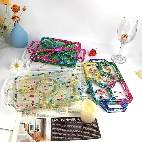 Tray Silicone Molds with Handle Large Resin Tray Moulds Jewellery Organizer Casting Mold Craft Making Supplies Epoxy Resin Casting Mold for DIY Resin Craft Fruit Tray Home Decor (Square)