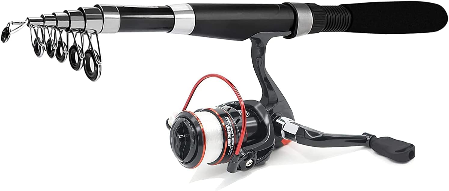 Fishing Pole Combo Set,2.1m/6.89ft 145pcs Fishing Accessories Kit Collapsible Rods Spinning Reel High Speed Reels Fishing line ministoream