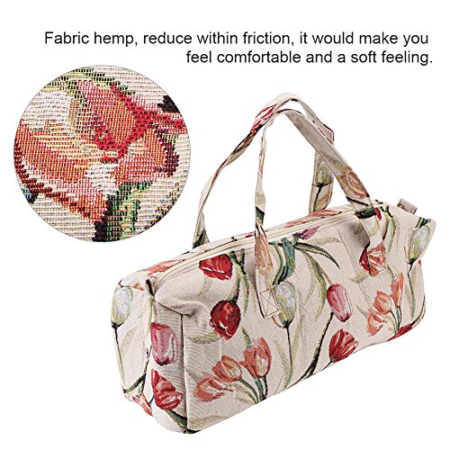 DIY Knitting Bag, Household Sewing Needles Knitting Supplies Fabric Crafts Storage Bag Organizer Bag Portable Crochet Hook(Rose Jacquard)