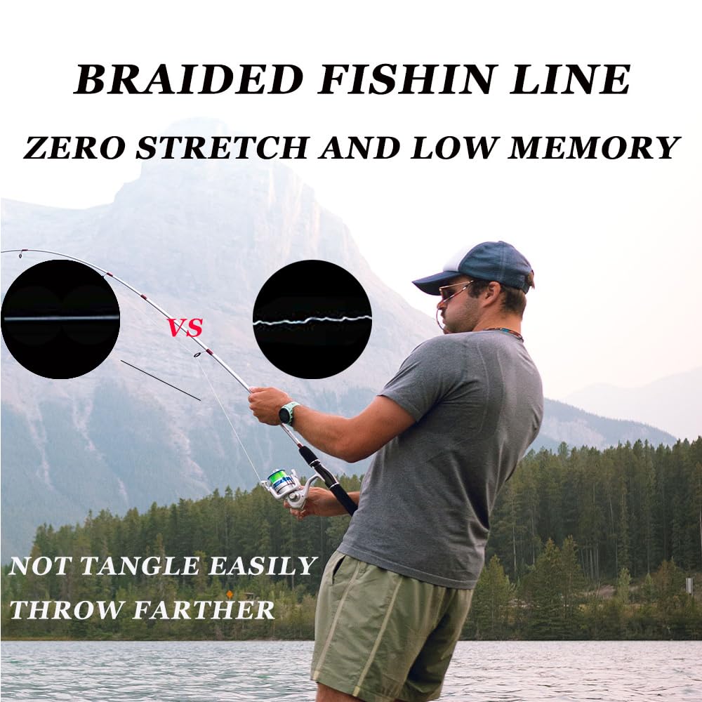 LinHiver Braided Fishing Line, Strong Power, Great Abrasion Resistance, Thin Diameter, No Stretch, Low Memory and High Sensitivity(328Yds, 20LB, 4 Strands, Dark Green)