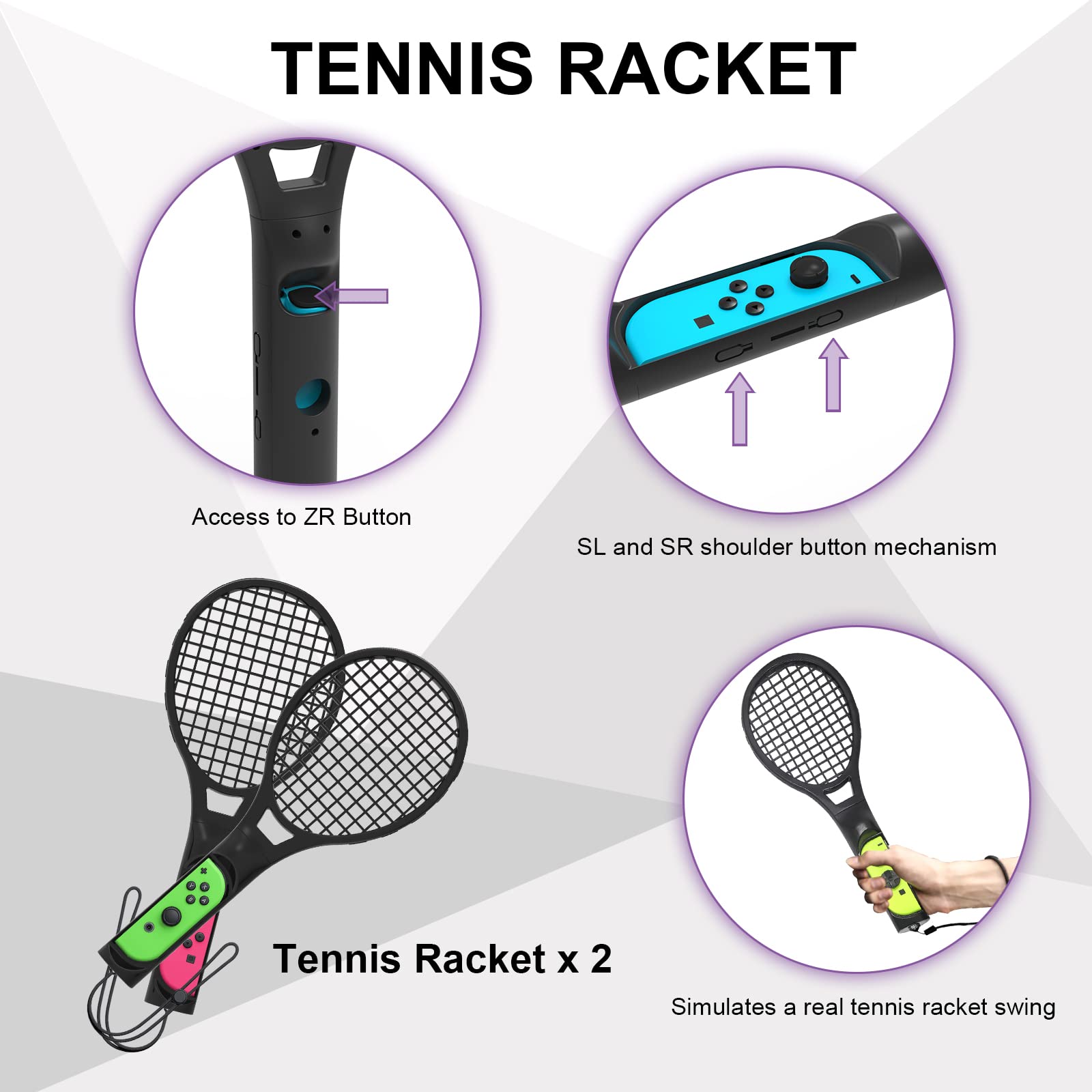 ZKKEIIE Switch Sports Games Accessories, 12 in 1 Accessories Bundle Pack include Swords, Golf Clubs, Tennis Rackets, Wrist Bands and Straps, Switch Accessories Kit Compatible with Switch/Switch OLED