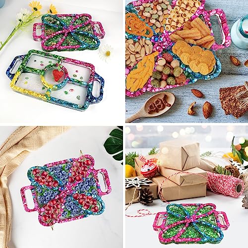 Tray Silicone Molds with Handle Large Resin Tray Moulds Jewellery Organizer Casting Mold Craft Making Supplies Epoxy Resin Casting Mold for DIY Resin Craft Fruit Tray Home Decor (Square)