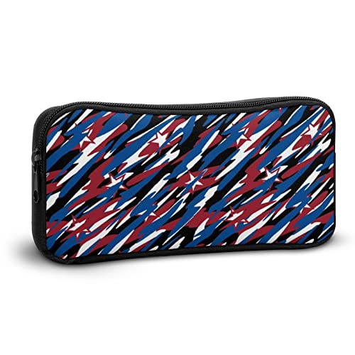 USA Patriotic Camouflage Pencil Case Makeup Bag Big Capacity Pouch Organizer for Office College