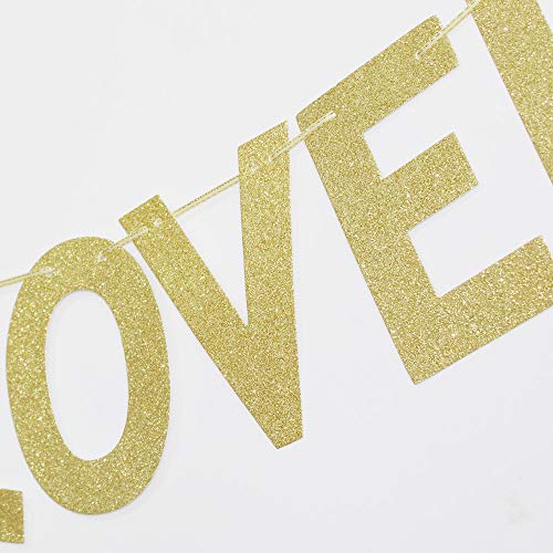 70 Years Loved Gold Glitter Banner for 70th Birthday/Wedding Anniversary Party Sign Photo Props