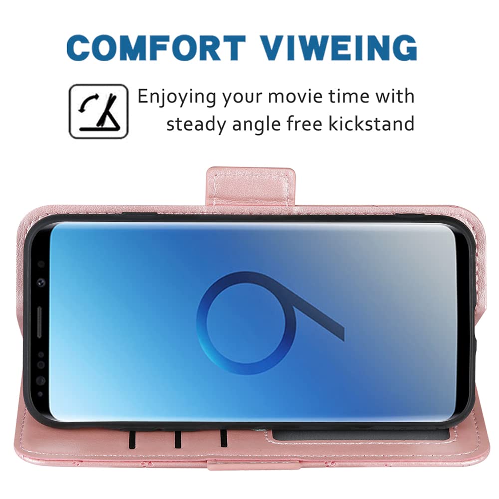 FDCWTSH Compatible with Samsung Galaxy S6 Active Wallet Case and Wrist Strap Lanyard Leather Flip Card Holder Stand Cell Accessories Phone Cover for Glaxay S6Active 6s S 6 6Active G890A Rose Gold