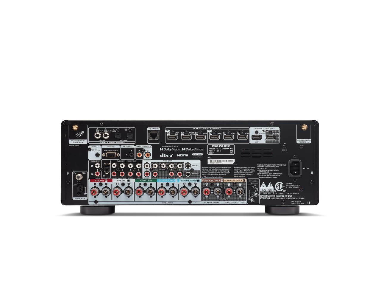 Marantz Cinema 60 7.2-Ch Receiver (100W X 7) - 4K/120 and 8K Home Theater Receiver, Built-in Bluetooth, Wi-Fi & HEOS Multi-Room, Supports Dolby Atmos & DTS:X