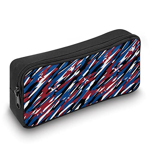 USA Patriotic Camouflage Pencil Case Makeup Bag Big Capacity Pouch Organizer for Office College