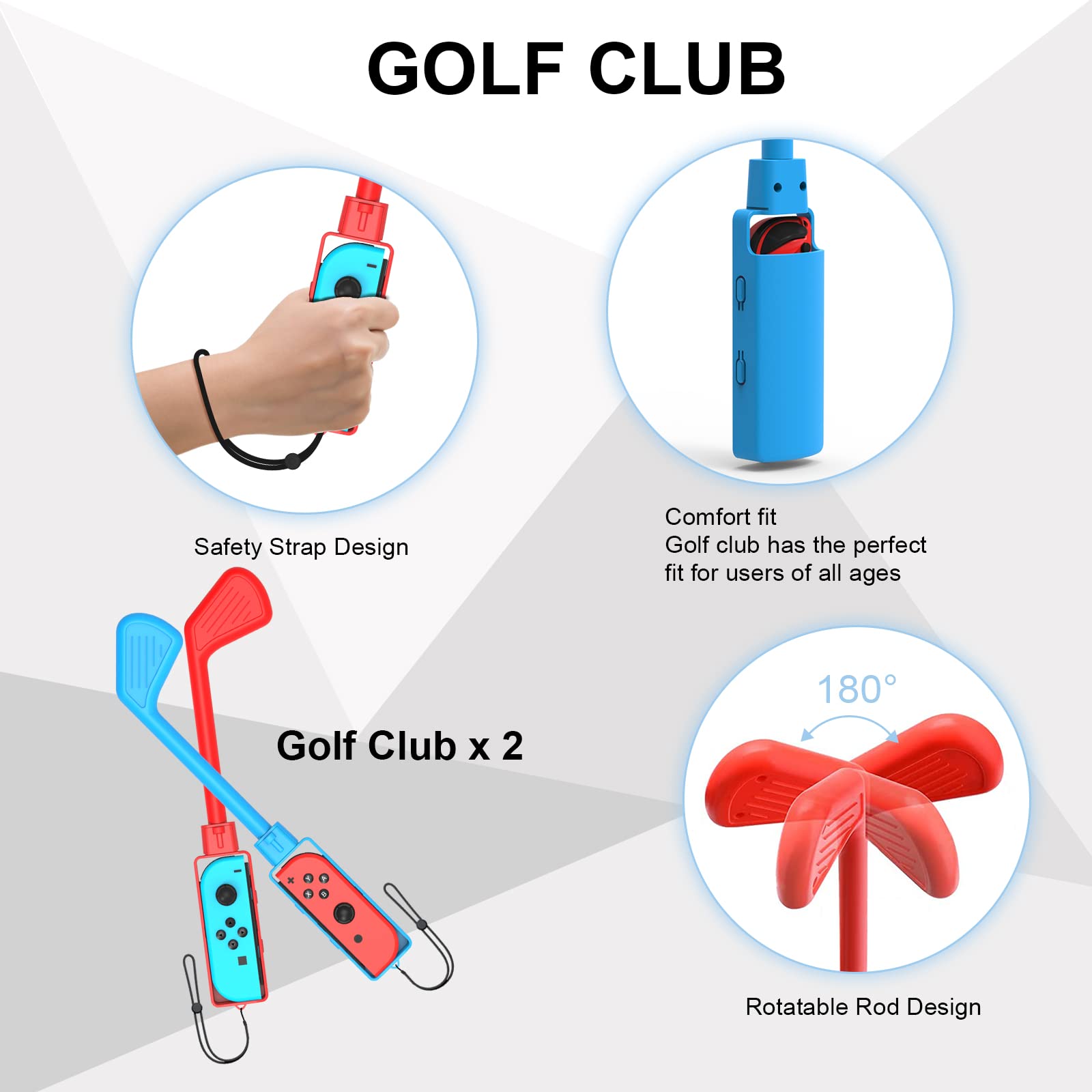 ZKKEIIE Switch Sports Games Accessories, 12 in 1 Accessories Bundle Pack include Swords, Golf Clubs, Tennis Rackets, Wrist Bands and Straps, Switch Accessories Kit Compatible with Switch/Switch OLED