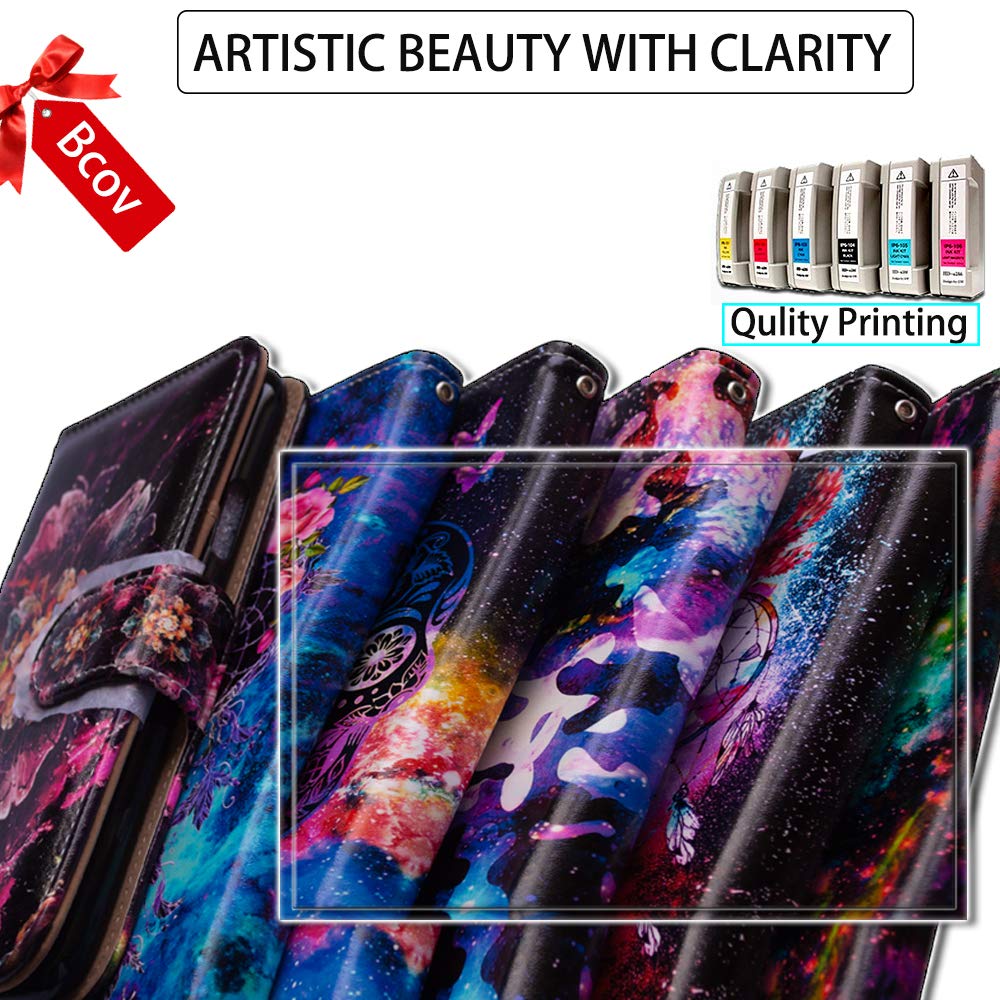 Bcov Case for Galaxy A01, Gorgeous Colours Circle Mandala Leather Flip Case Wallet Cover with Card Slot Holder Kickstand for Samsung Galaxy A01