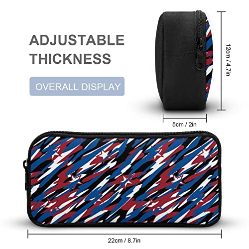 USA Patriotic Camouflage Pencil Case Makeup Bag Big Capacity Pouch Organizer for Office College