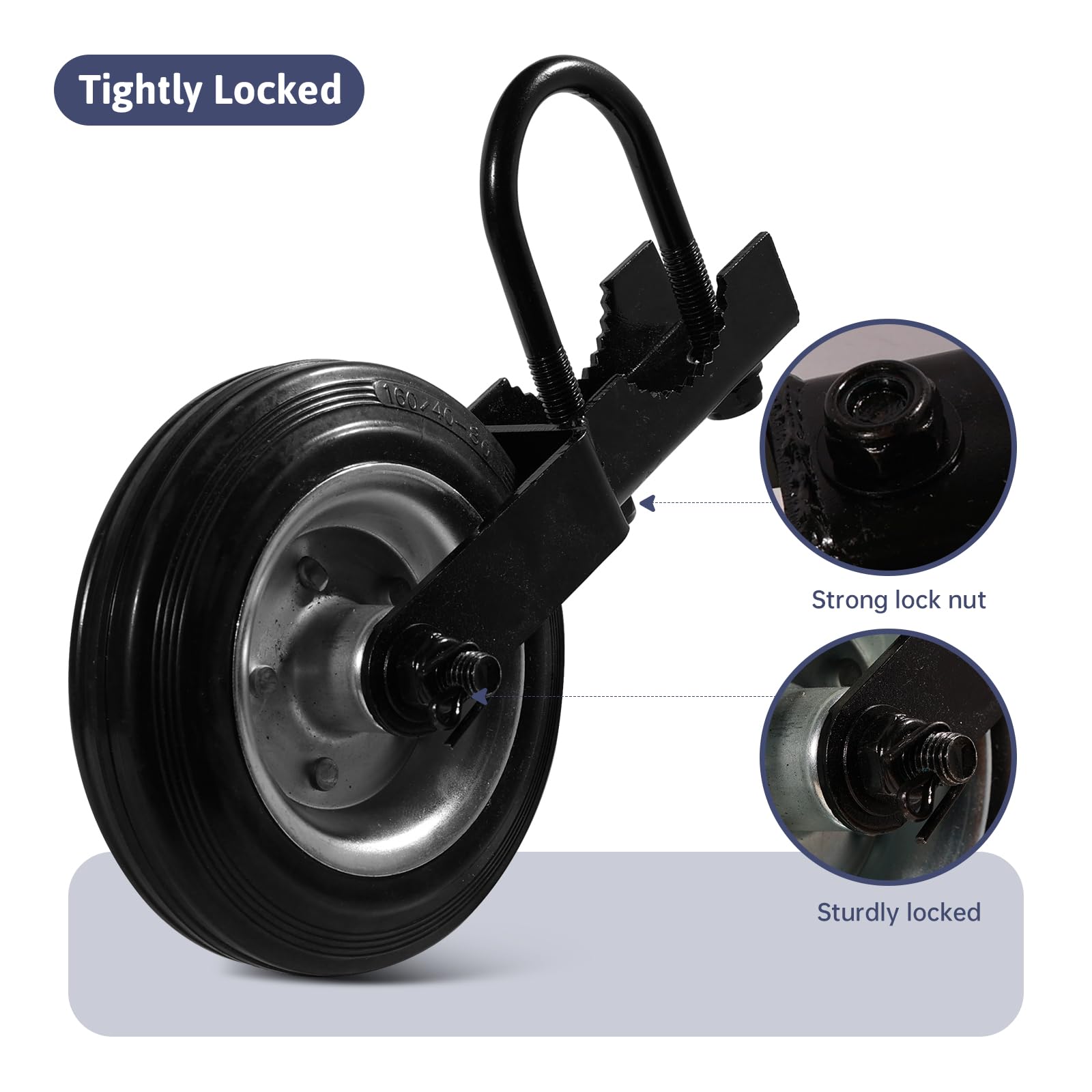 Dawod Gate Wheel for Metal Swing Gate with 1-3/8" Thru 2-1/8" Gate Frames, Gate Support Wheel for Chain Link Fence, Prevent Gate from Dragging, Black(1 Pack)