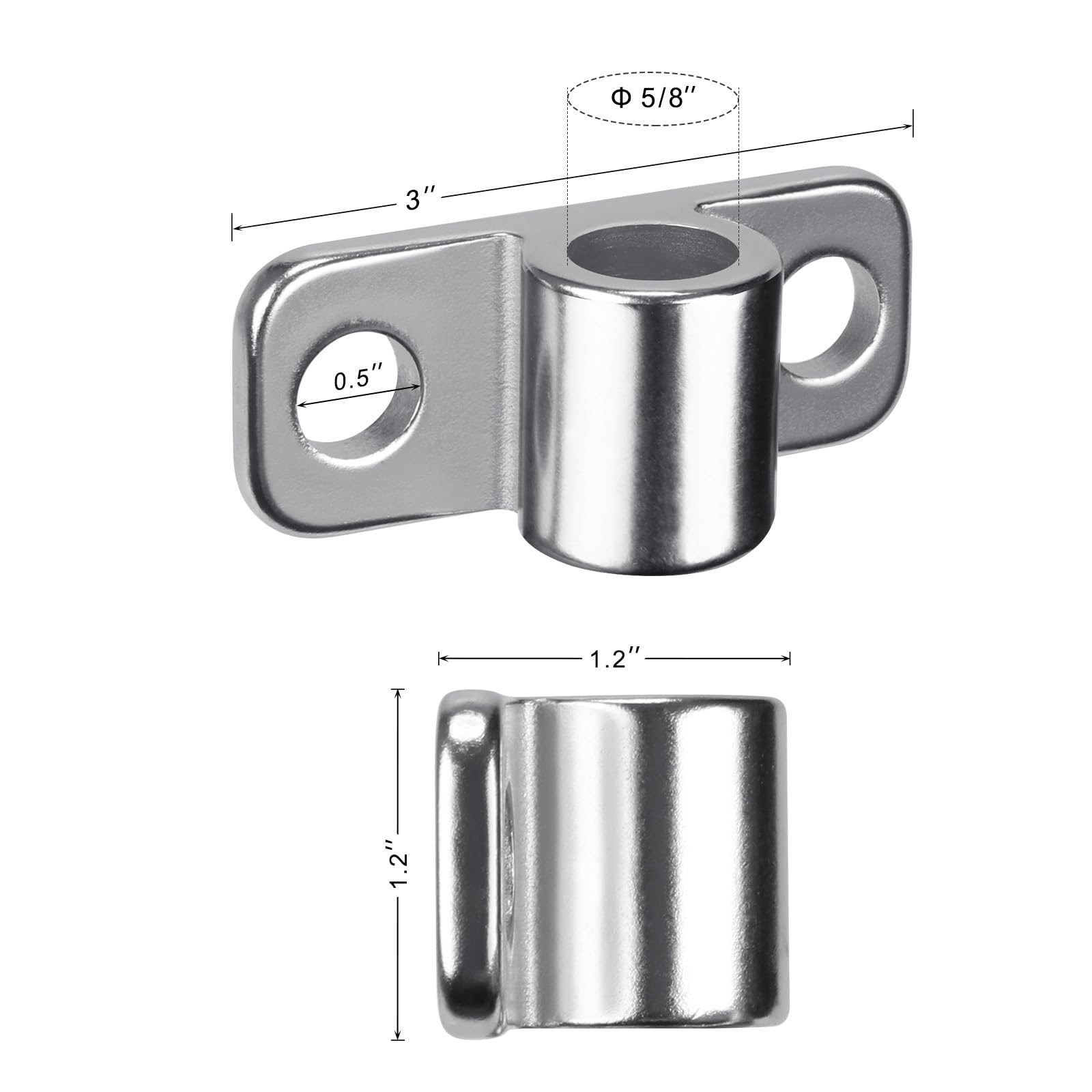 Insaga 304 Stainless Steel Wall Mount Gate Hinge, 2pcs Gate Hinges Heavy Duty, One Piece Horizontal Mount Gate Hinges for Wooden Fences