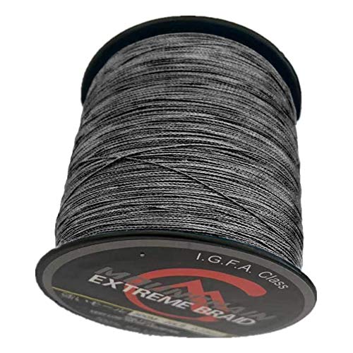 Mounchain Braided Fishing Line 1000M, 4 Strands Abrasion Resistant Braided Lines Super Strong 100% PE Sensitive Fishing Line - Grey 30LB