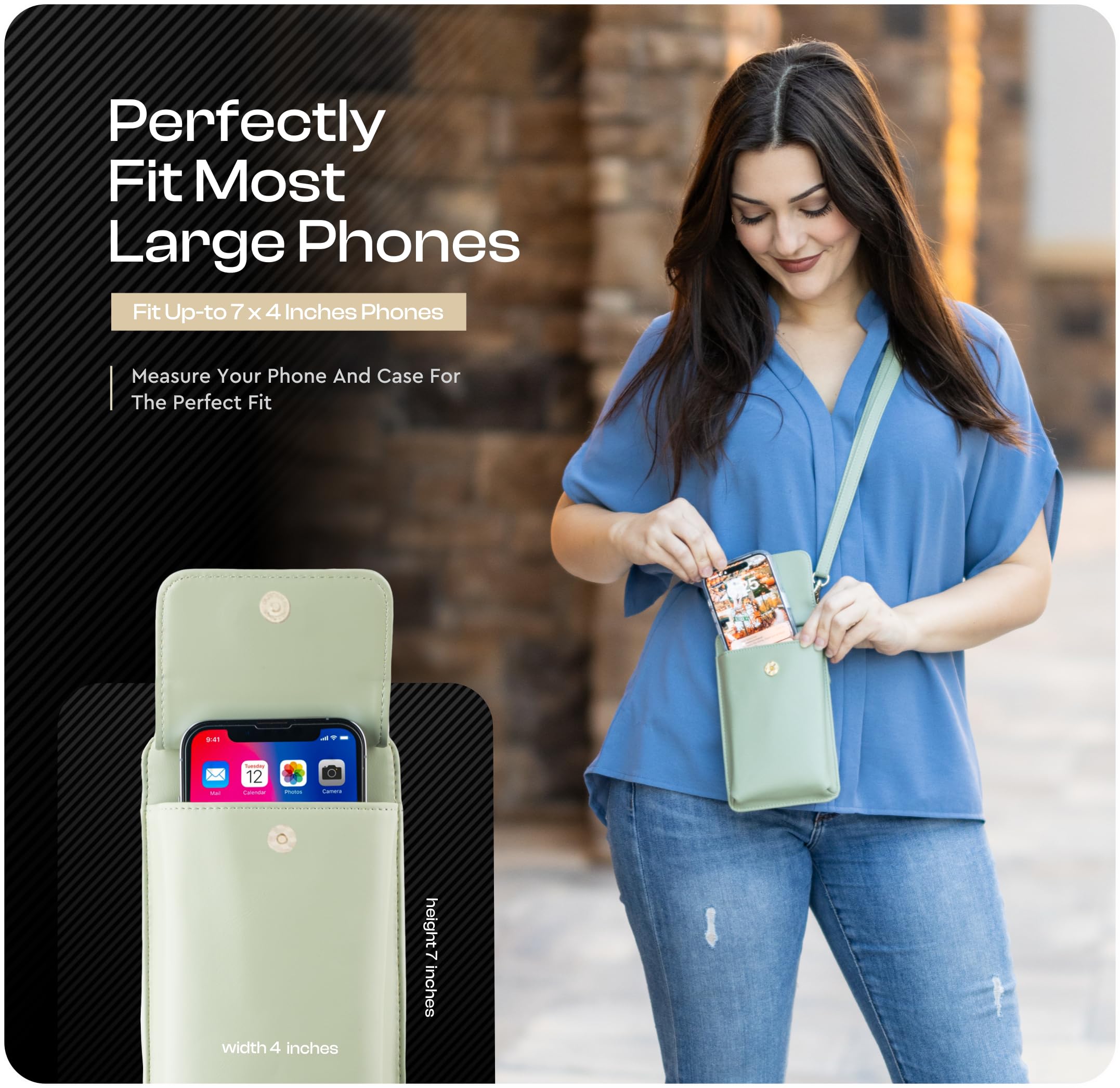 Claasico Womens Crossbody Wallet & Phone Case | iPhone/Samsung/LG Magnet Cell Pouch & Handbag