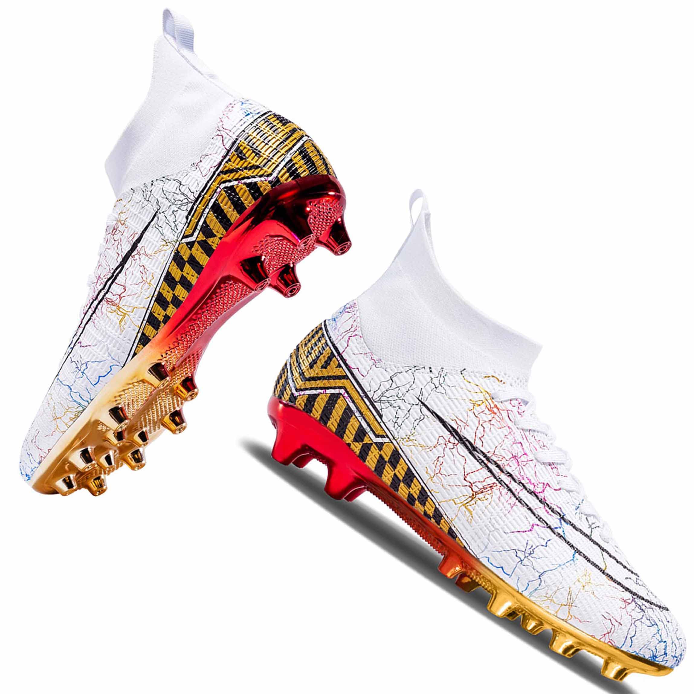 HESBITEUL Mens Soccer Cleats Football Boots Spikes Shoes High-Top Unisex Outdoor Indoor Training Athletic Sneaker