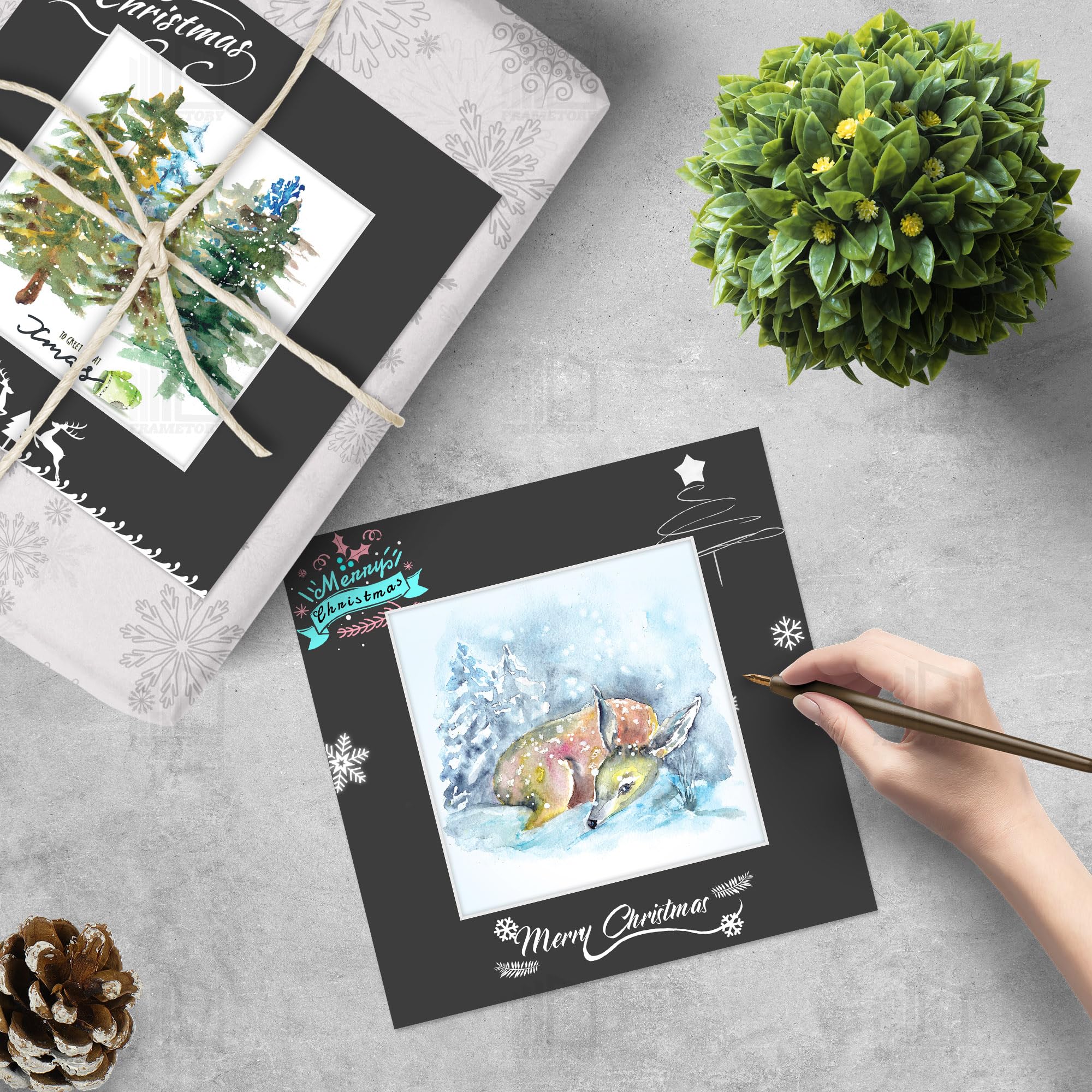 Frametory, 12x12 Black Pre-Cut Picture Mats for 8x8 Photos, Prints, Artworks - White Core Bevel Cut 7.5x7.5 Openings Acid Free Frame Mattes 1.4Mm Thickness - Pack of 12