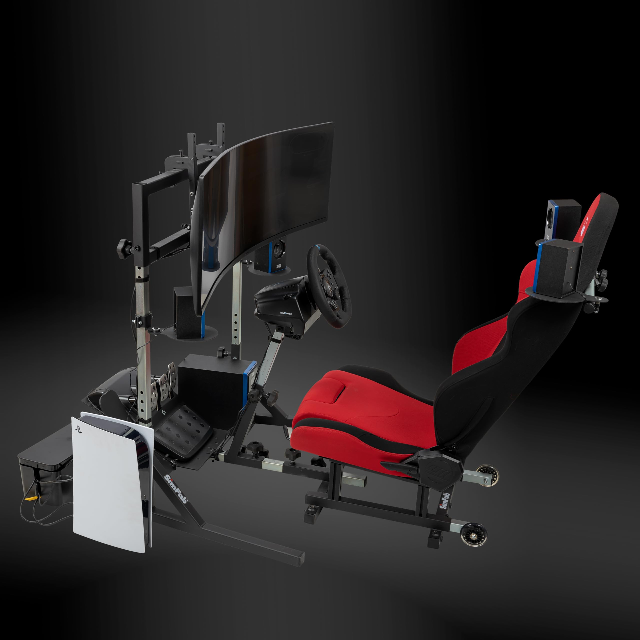 OpenWheeler GEN3 Racing Wheel Simulator Stand Cockpit, Red Seat. Compatible With Logitech G923 | G29 | G920 | Thrustmaster | Fanatec Wheels | Xbox One, PS4, PC Platforms