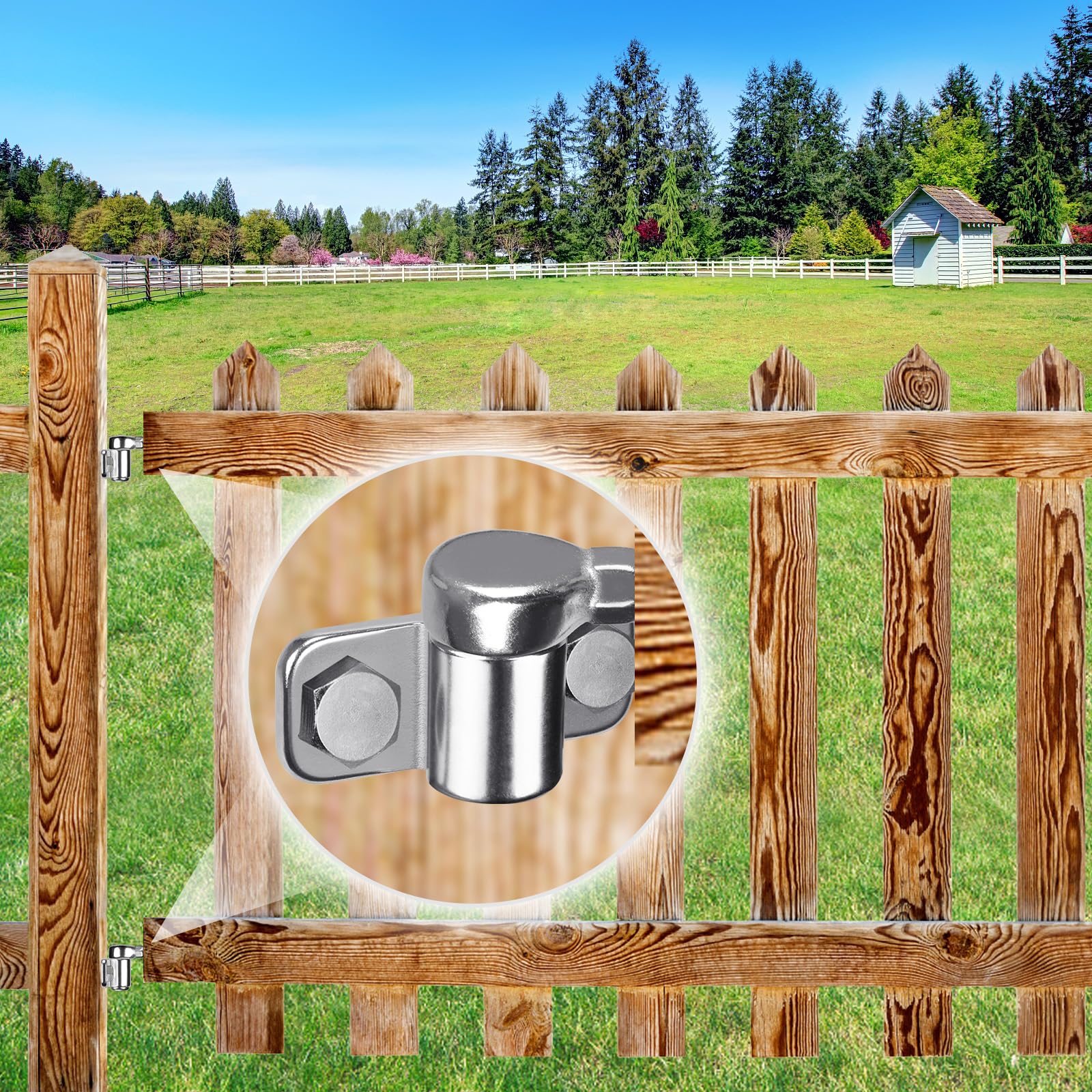 Insaga 304 Stainless Steel Wall Mount Gate Hinge, 2pcs Gate Hinges Heavy Duty, One Piece Horizontal Mount Gate Hinges for Wooden Fences