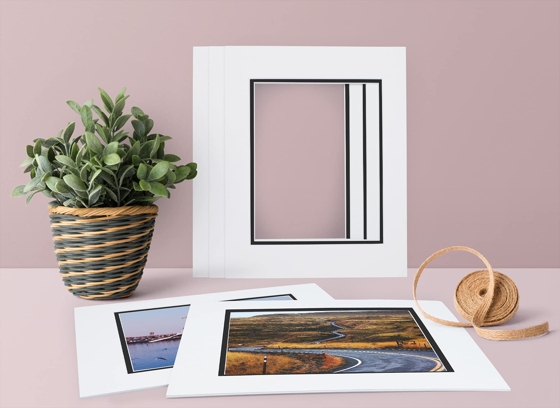 Golden State Art, White Over Black Double Mat - Bevel Cut, Acid Free, 8-Ply Thickness, Signature Friendly - Great for Photos, Pictures, Events, Frames, Prints - 8x10 for 5x7, 10-Pack