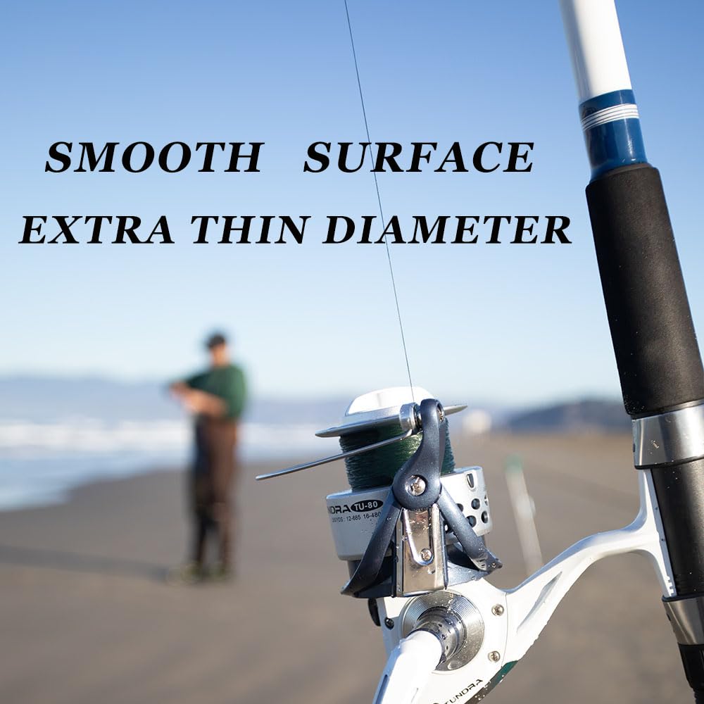 LinHiver Braided Fishing Line, Strong Power, Great Abrasion Resistance, Thin Diameter, No Stretch, Low Memory and High Sensitivity(328Yds, 20LB, 4 Strands, Dark Green)
