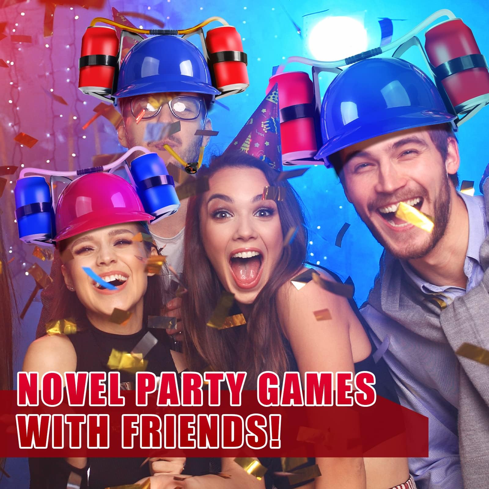 Bachelor Party drinkin hat, 2 Pack Funny Hats for men, Bier hat with Straws, Perfect Bier Helmet for Party Games, Unique Party Accessories for adult