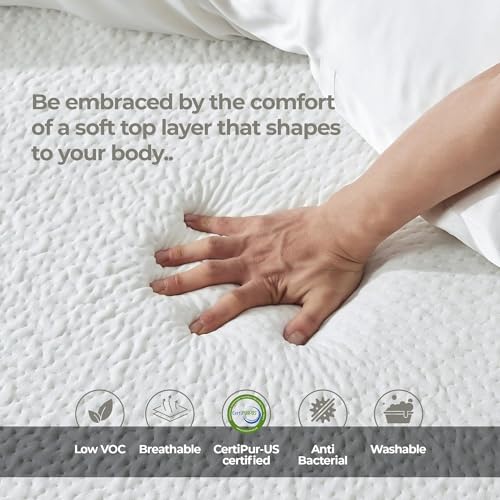 SERENITY HOME 12 inch Full Size Mattress Memory Foam Mattress with Ventilated Cooling Gel Foam| Stress Relief Mattress Full Size Bed | Full Mattress in a Box | Medium Firm | Full | 12 Inches, White