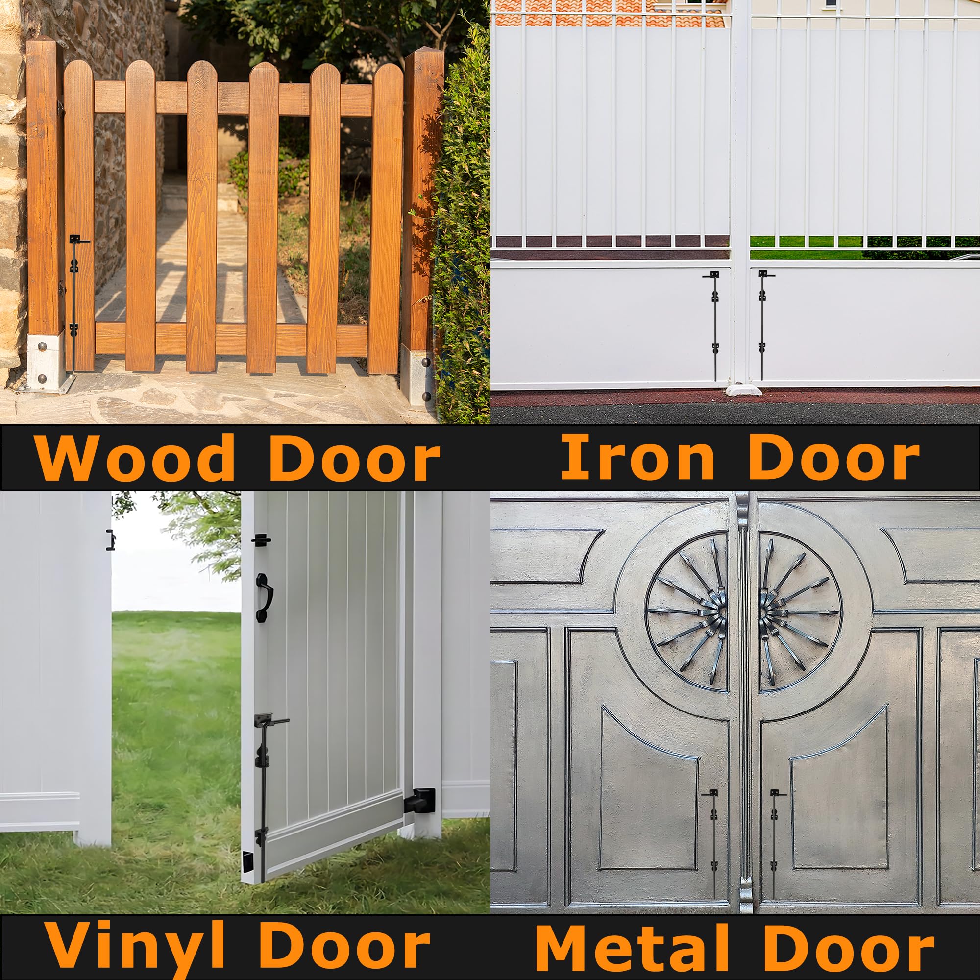 DJSUNPACKING 24" Heavy Duty Cane Bolt Gate Drop Rod-Steel Gate Ground Latch Designed for Wood Metal Vinyl Gates or Double Doors Fence Applications-2 Pack