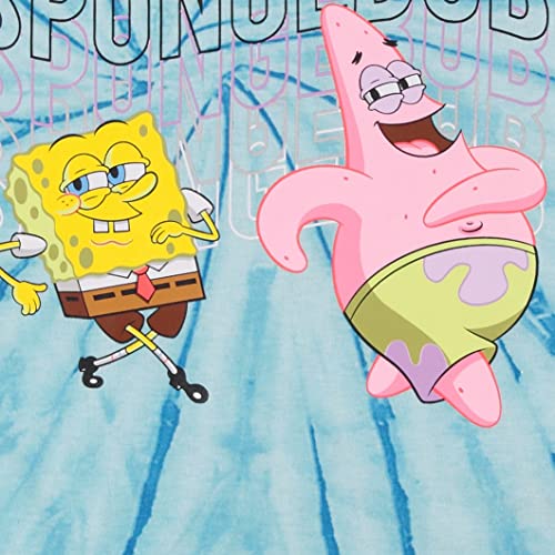 Mens Spongebob Squarepants Classic Shirt - Spongebob, Patrick & Krusty Krab Tie Dye T-Shirt (Blue Dye, Medium)