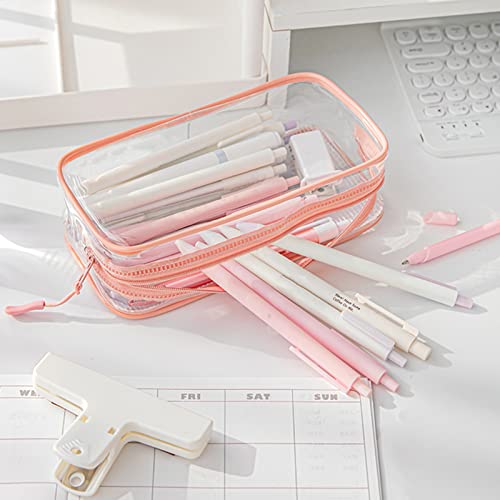 Pen Bag Item Storage Convenient Clear Pen Pencil Organizer Bag Makeup Brush Pouch Pink