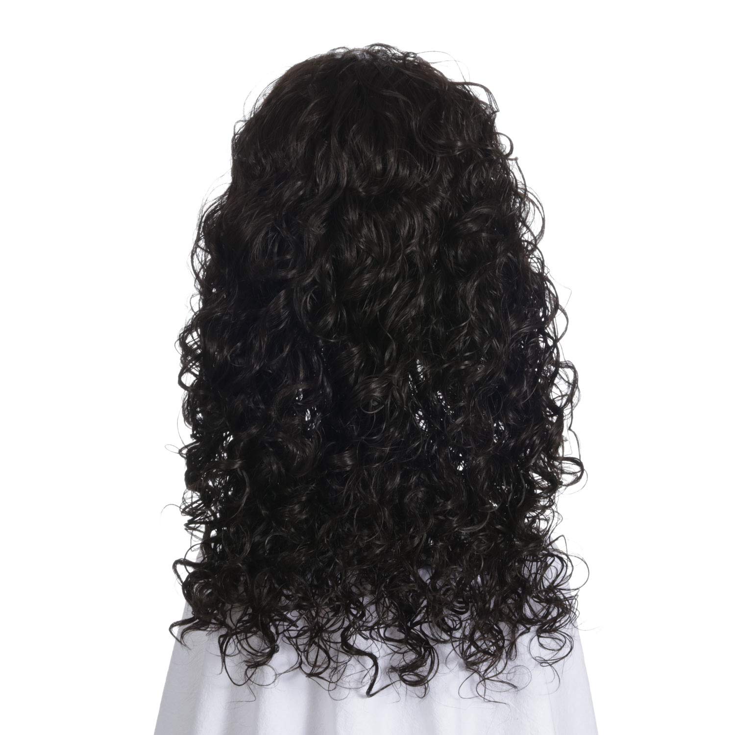 QACCF Long Curly Fluffy Wavy Halloween Costume Cosplay Wig (Black)