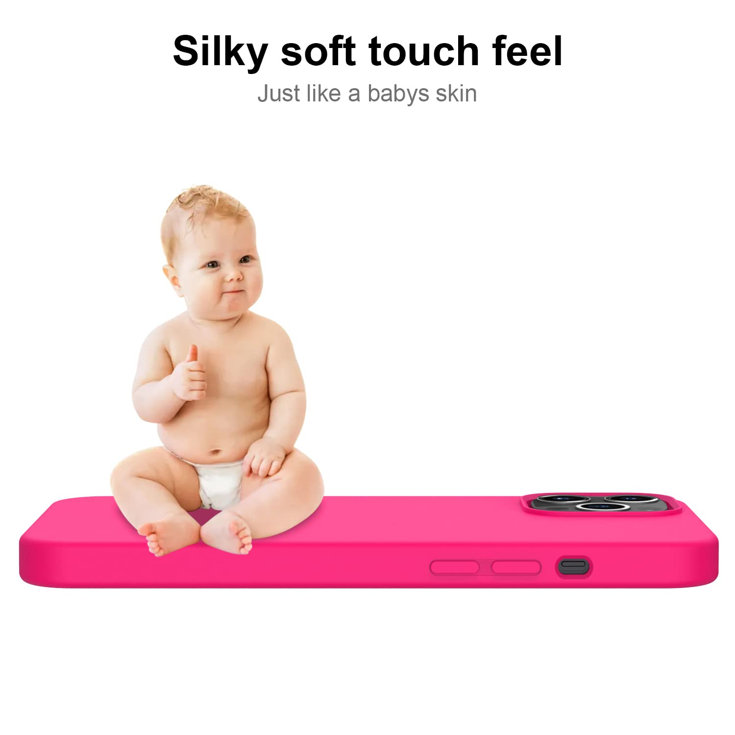 DEENAKIN Compatible with iPhone 13 Pro Max Case with Screen Protector,Soft Flexible Silicone Gel Rubber Bumper Cover,Slim Fit Shockproof Protective Phone Case for Women Girls 6.7" Hot Pink