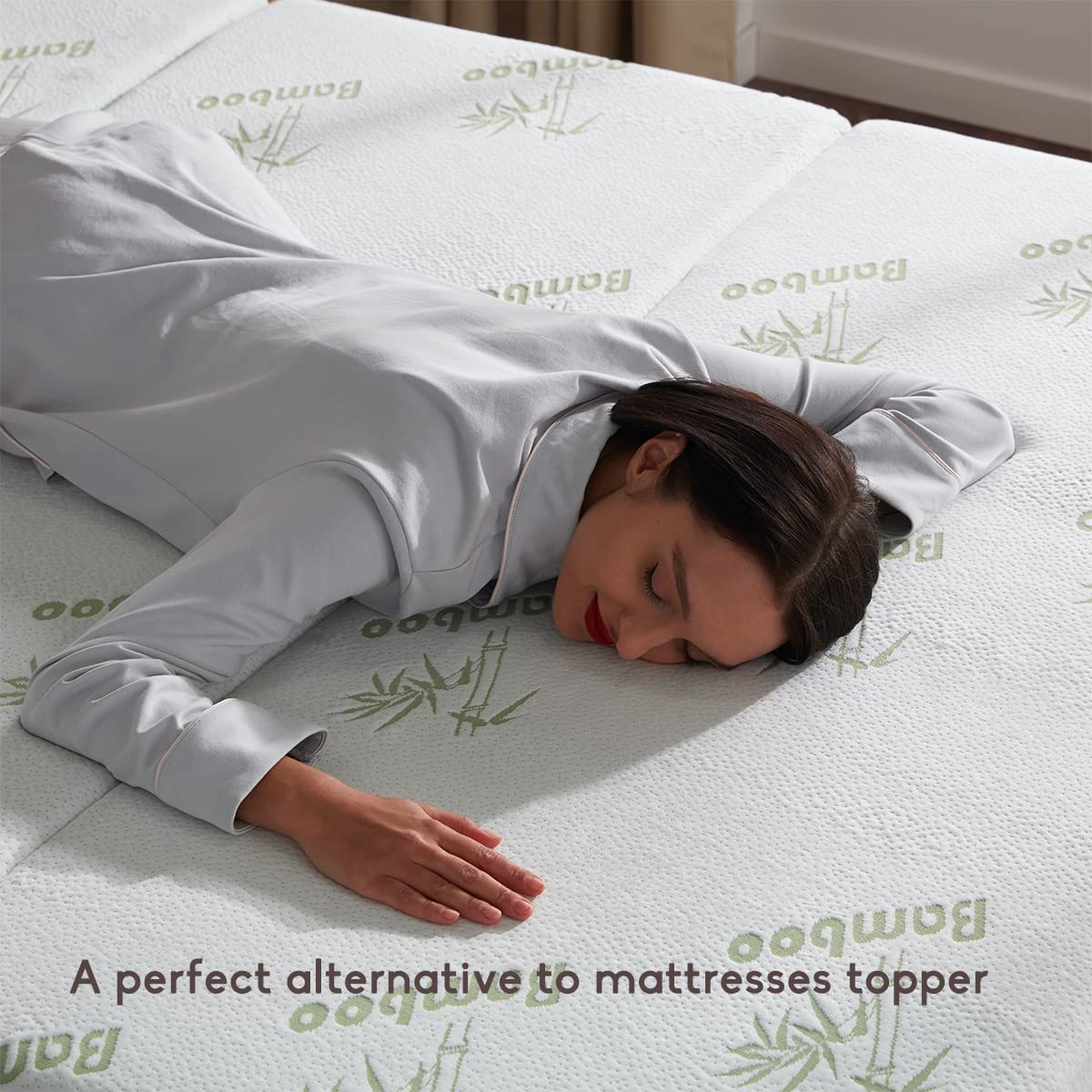SINWEEK Memory Foam Folding Mattress Twin with Storage Bag, 4 Inch Foldable Mattress Trifold Mattress Topper, CertiPUR-US Certified Floor Mattress Guest Bed with Cooling Cover &Waterproof Lining