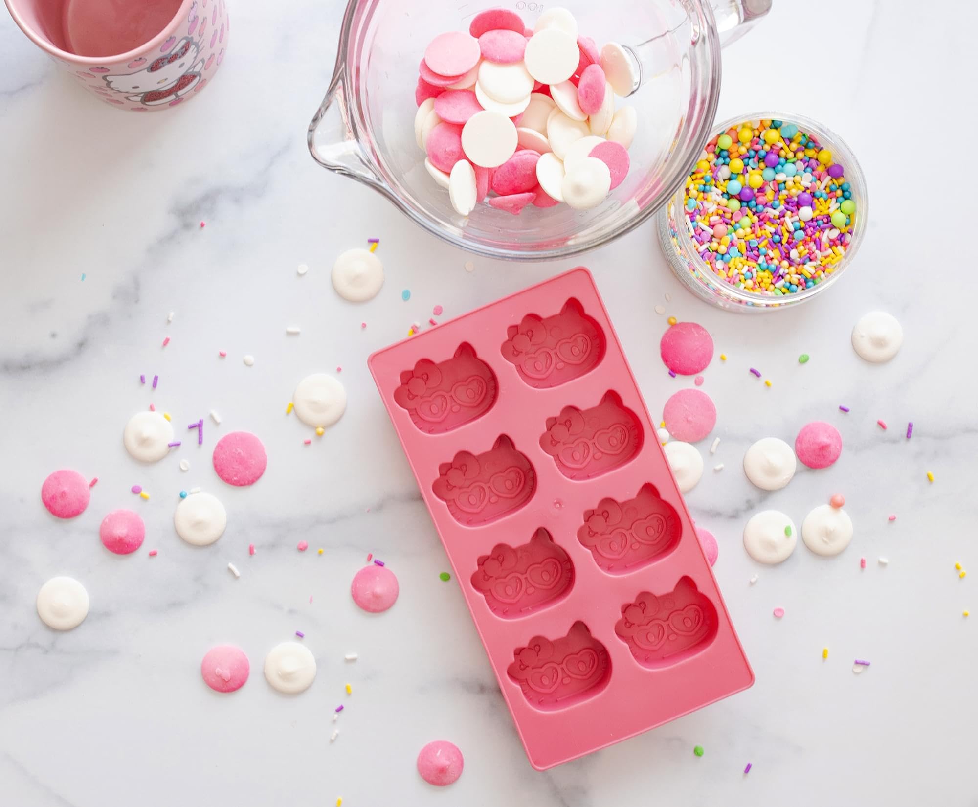 Sanrio Hello Kitty Hearts Flexible Silicone Ice Cube Tray In Character Shapes | Reusable Ice Mold For Freezer | Makes 8 Cubes