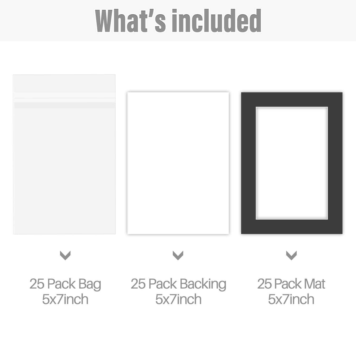 Golden State Art, Pack of 25 Black Pre-Cut 5x7 Picture Mat for 4x6 Photo with White Core Bevel Cut Mattes Sets. Includes 25 High Premier Acid Free Matts & 25 Backing Backers Board & 25 Clear Bags