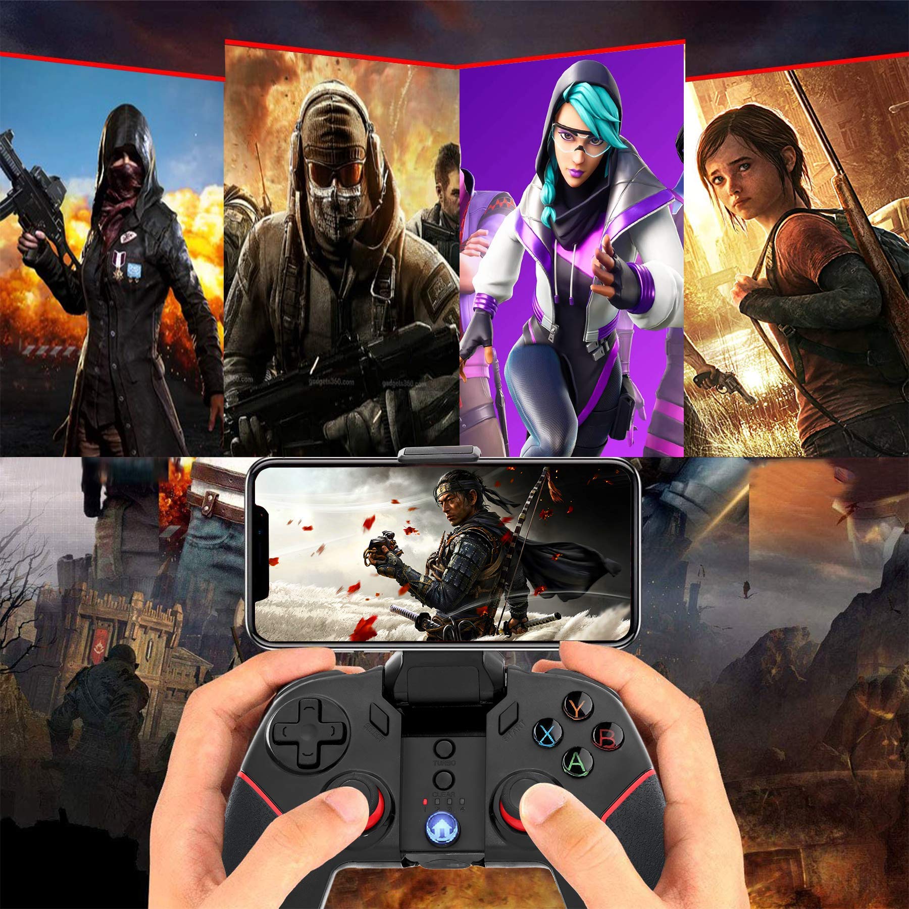 Sinfox Mobile Game Controller, 2.4G Wireless Gaming Controller, Dual-Vibration Bluetooth Game Controller Compatible with Android Phone/iOS 11.0-13.3.1/PC Windows7,8,10/TV Box/PS3/Tablets/Switch