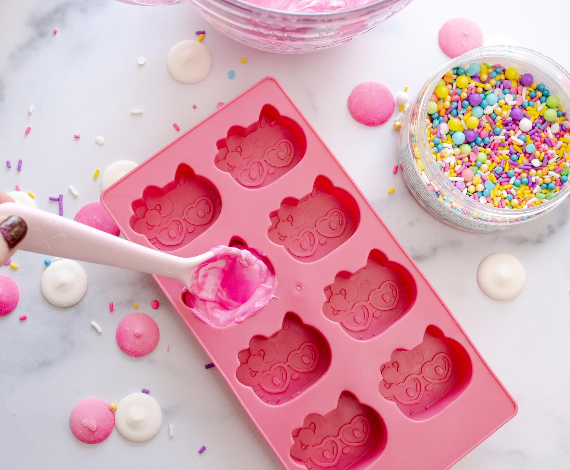 Sanrio Hello Kitty Hearts Flexible Silicone Ice Cube Tray In Character Shapes | Reusable Ice Mold For Freezer | Makes 8 Cubes