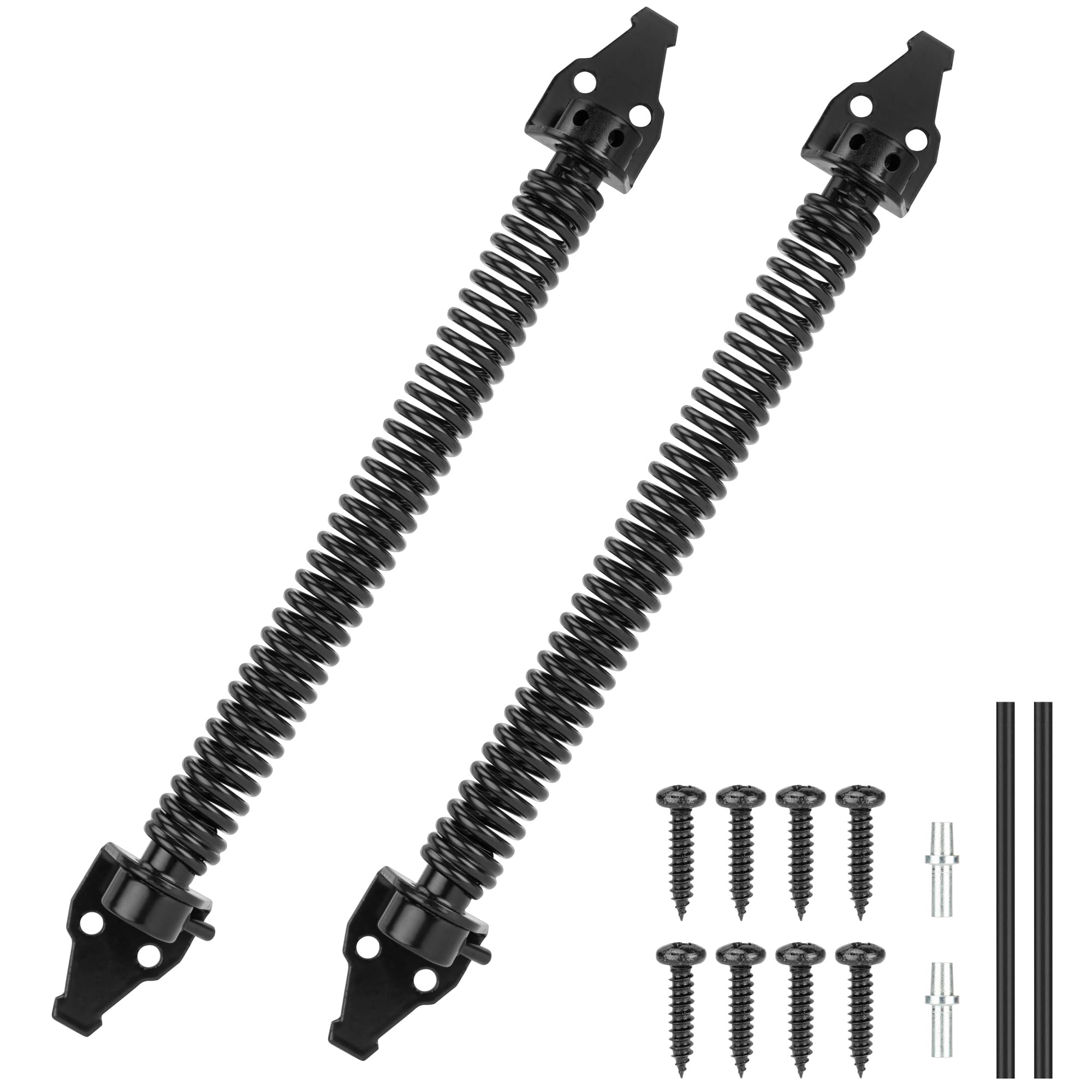 SANKINS 14" Gate Spring Self Closing Heavy Duty Outdoor Door Spring Automatic Metal Gate Closure Hardware with Adjustable Tool for Wooden and Vinyl Fence, Black, 2 Pcs