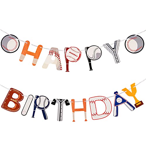 NMAS Baseball Happy Birthday Banner Baseball Paper Garland for Sports Theme Party Decorations Baby Shower Birthday Decorations