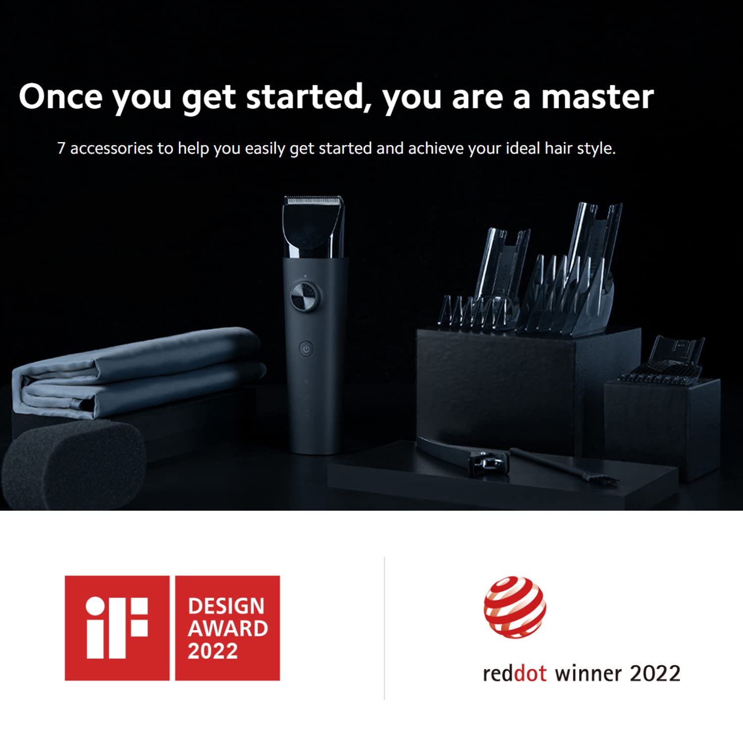 Xiaomi Hair Clipper, Professional Hair Clippers for Men with 14 Length Comb Settings and 5 Styling Precision Length Settings, Titanium-Plated Ceramic Blade Head, Cordless Hair Clippers for Men/Kids