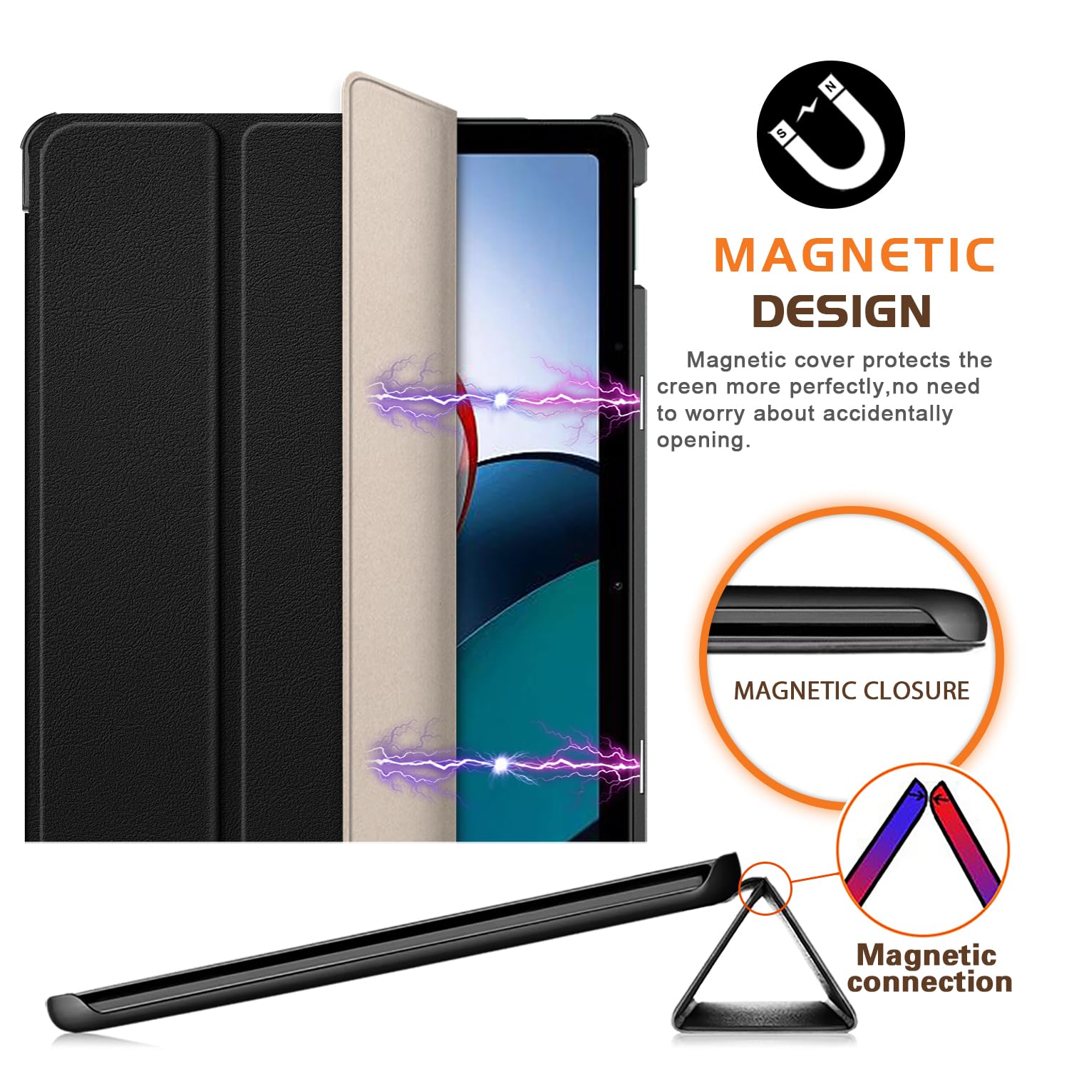 Xuanbeier Case for Xiaomi Redmi Pad SE 11 inch,Slim Stand Hard Back Shell Protective Smart Cover for Redmi Pad SE 11 2023 Case with Auto Wake/Sleep Function,Black