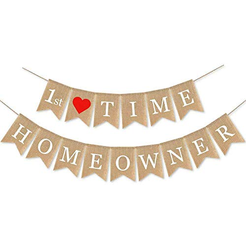 SWYOUN Burlap 1st Time Homeowner Banner House Warming Party Mantel Fireplace Decoration Supplies