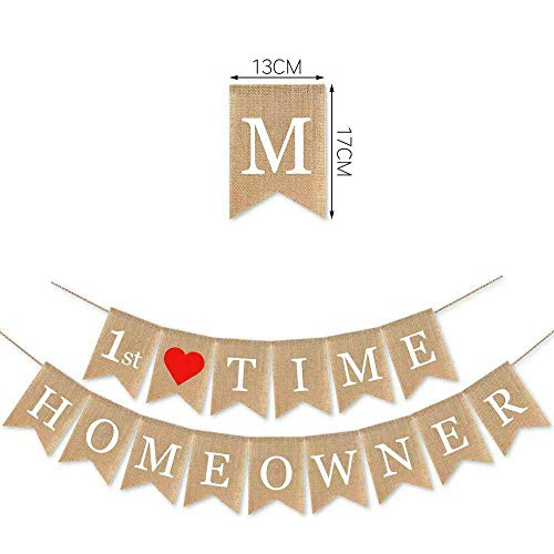 SWYOUN Burlap 1st Time Homeowner Banner House Warming Party Mantel Fireplace Decoration Supplies